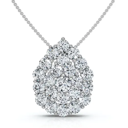 BLISS DIAMOND 2ct Lab Grown Diamond Pear Pendant Necklace - White Gold