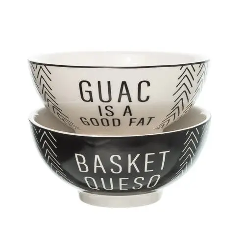 Totalee Gift Queso/guac Bowls Set Of 2 Ceramic