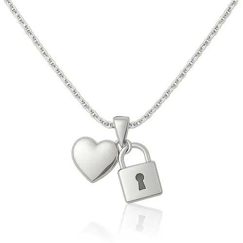 DONATELLO GIAN Heart And Lock Pendant Necklace - Silver