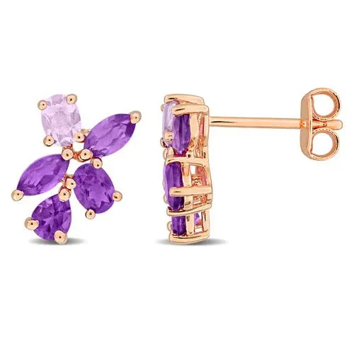 JULIANNA B. Floral Cluster Earrings - Amethyst