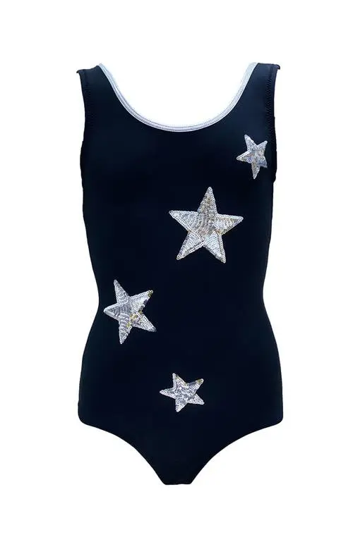 NESSI BYRD Sequin Star One-piece Swimsuit - Black