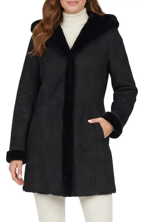 Gorski Merino Shearling Hooded Parka - Black
