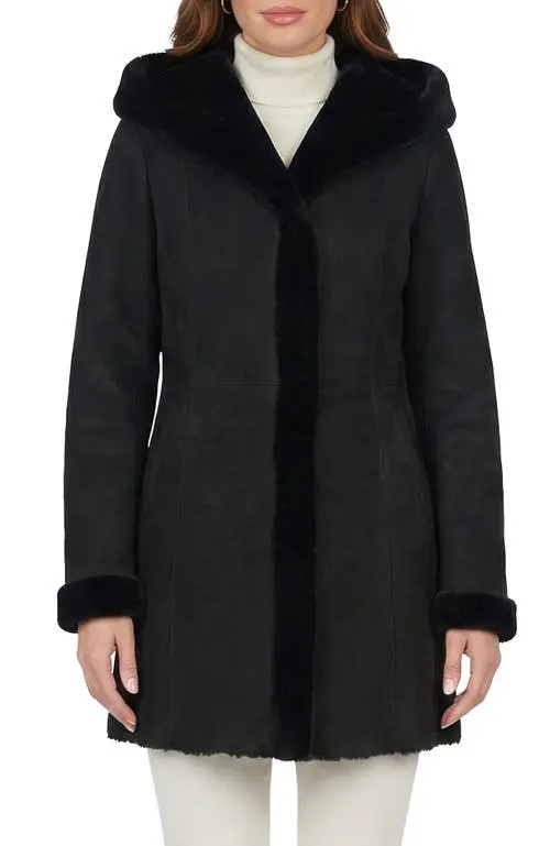 Gorski Merino Shearling Hooded Parka - Black