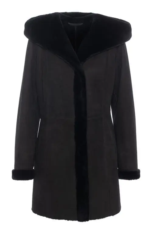 Gorski Merino Shearling Hooded Parka - Black