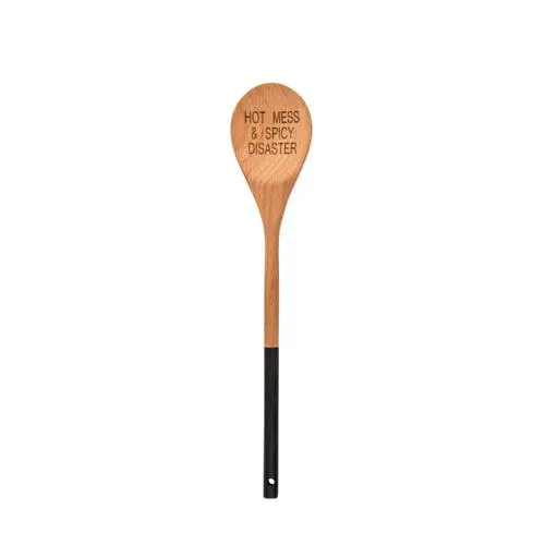 TOTALEE GIFT Hot Mess & Spicy Disaster Wooden Spoon Wood - Brown