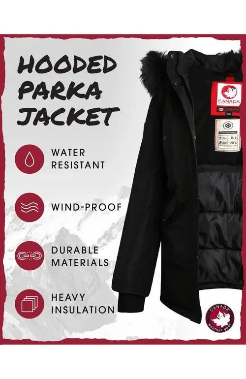 CANADA WEATHER GEAR Short Parka Hooded Jacket - Black