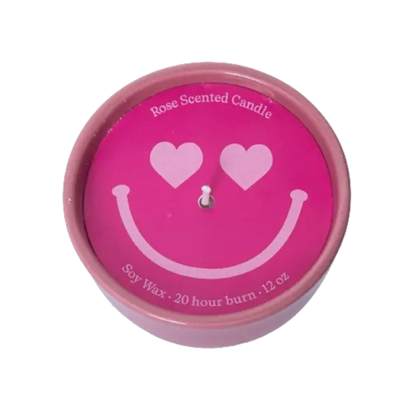TOTALEE GIFT Heart Eyes Smiley Catch All Candle Wax 9 Oz Burn Time 20 - Pink