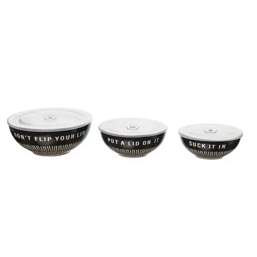 TOTALEE GIFT It In/lid On/flip Bowls W/ Lid Set Of 3 Ceramic - Black