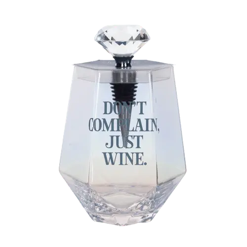 TOTALEE GIFT Just Wine Glass W/ Stopper Set Of 2 Glass 18 Oz - Clear
