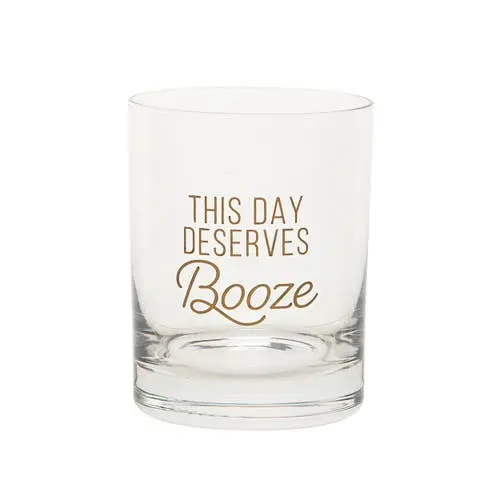 TOTALEE GIFT This Day Deserves Booze Rocks Glass 10 Oz - Clear