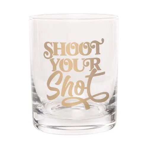 TOTALEE GIFT Shoot Your Shot Rocks Glass 10 Oz - Clear