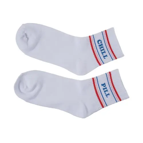TOTALEE GIFT Chill/pill Ankle Socks - White
