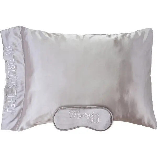 TOTALEE GIFT Tired Is Tired Mask & Pillow Case Set Of 2 Polyester - Grey