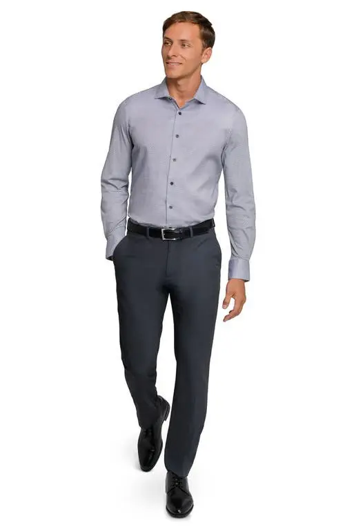 W.R.K Reworked Slim Fit Medallion Print Cotton Dress Shirt - Grey