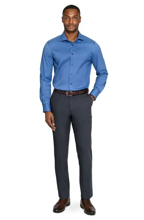 W.R.K Slim Fit Micro Geo Reworked Cotton Dress Shirt - Navy/blue