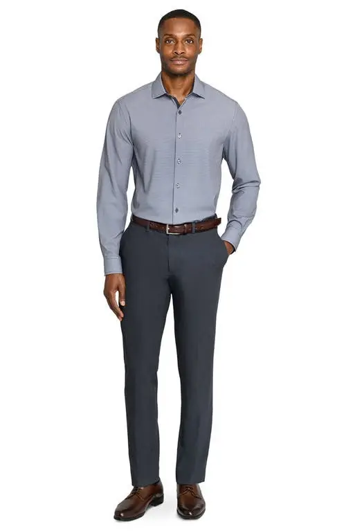 W.R.K Slim Fit Black Micro Houndstooth Performance Dress Shirt