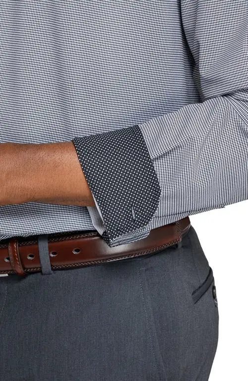 W.R.K Slim Fit Black Micro Houndstooth Performance Dress Shirt