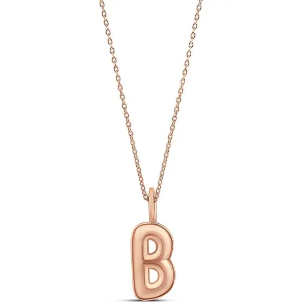 SHYMI Bubble Letter Initial Charm Necklace - Rose