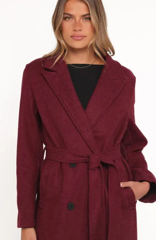 PETAL & PUP Belted Faux Fur Collared Coat