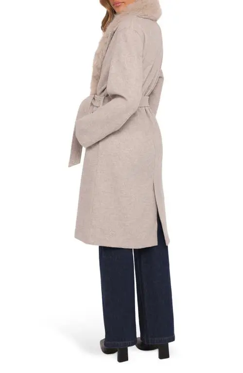 PETAL & PUP Belted Faux Fur Collared Coat