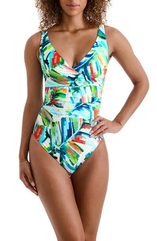 MIMI FLAMINGO Bailey One-piece Swimsuit - Blue/green Stripe