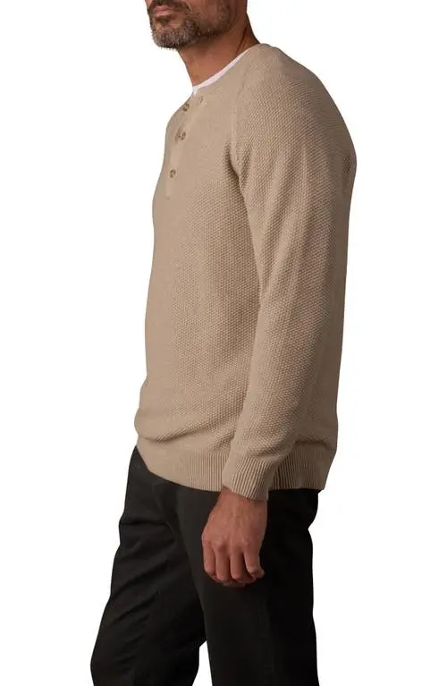 THE NORMAL BRAND Textured Cotton Blend Henley Sweater - Flax