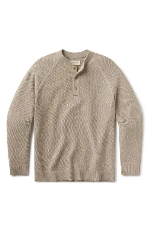 THE NORMAL BRAND Textured Cotton Blend Henley Sweater - Flax