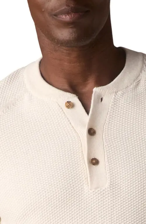 THE NORMAL BRAND Textured Cotton Blend Henley Sweater