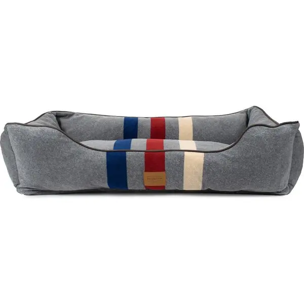Pendleton Fleece Kuddler Dog Bed - Cabin Stripe Gray
