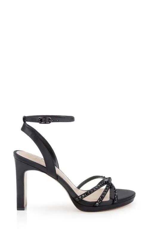 Badgley Mischka Iona Ankle Strap Sandal - Black Satin