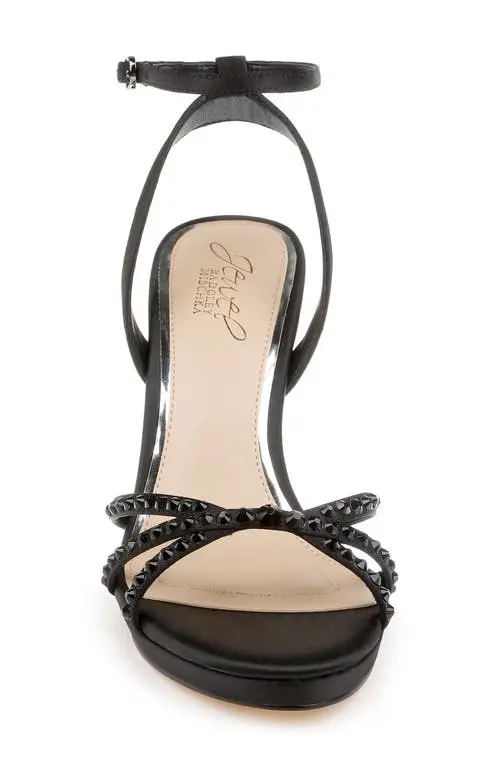 Badgley Mischka Iona Ankle Strap Sandal - Black Satin
