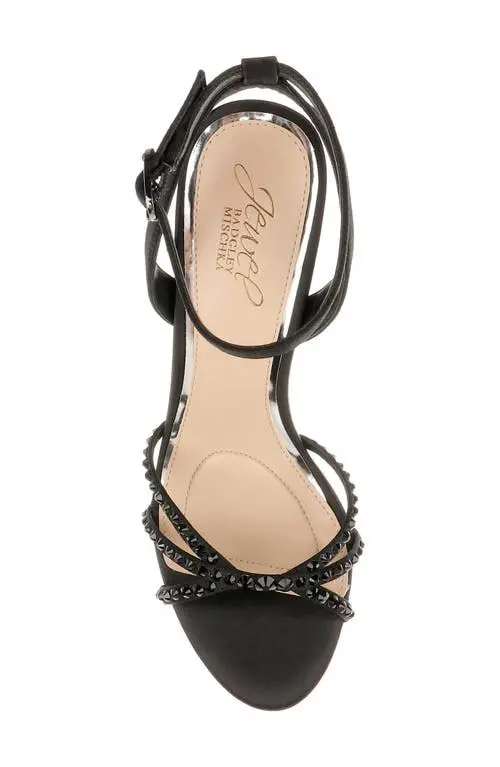 Badgley Mischka Iona Ankle Strap Sandal - Black Satin