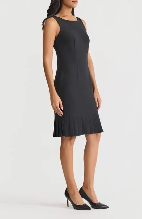 KASPER Pleated Hem Sleeveless Sheath Dress - Black