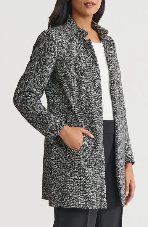 KASPER Herringbone Open Front Blazer