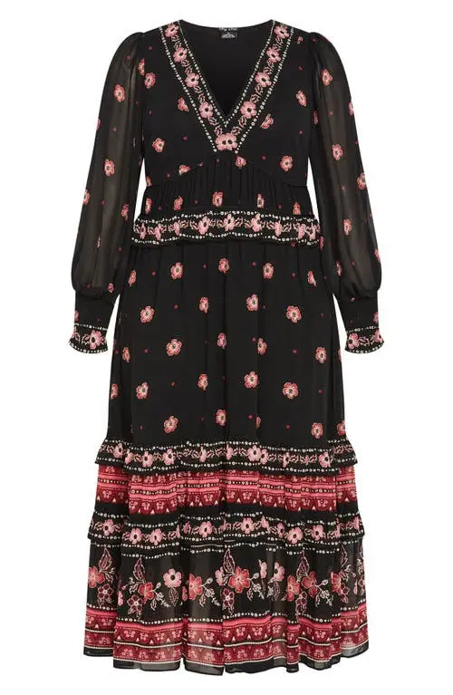 City Chic Cameron Long Sleeve Maxi Dress