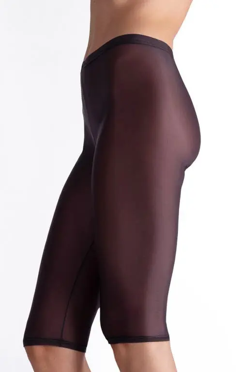 LECHERY® Lustrous Sheer Capri Tights - Black