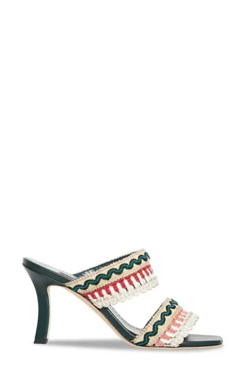 Manolo Blahnik Mabecomu Slide Sandal - Ivory Multi