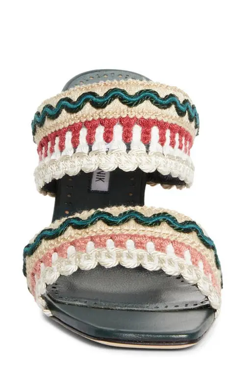 Manolo Blahnik Mabecomu Slide Sandal - Ivory Multi