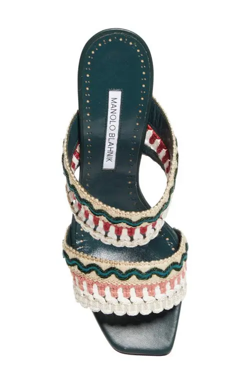 Manolo Blahnik Mabecomu Slide Sandal - Ivory Multi