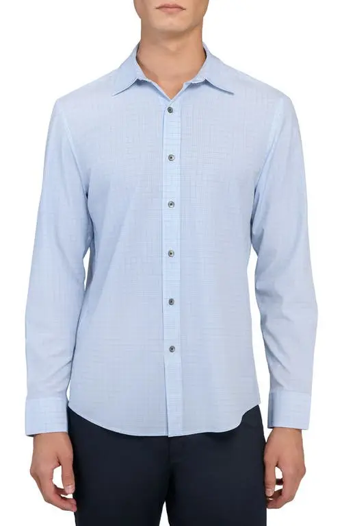 W.R.K Slim Fit Light Grid Check Performance Button-up Shirt - Blue