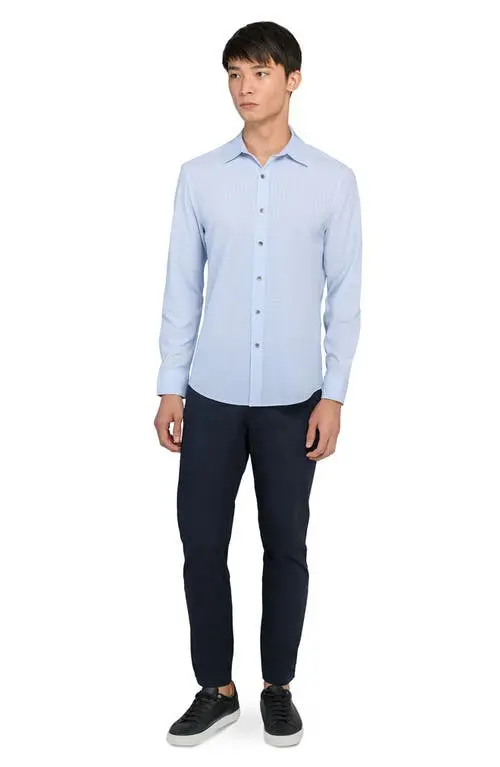 W.R.K Slim Fit Light Grid Check Performance Button-up Shirt - Blue
