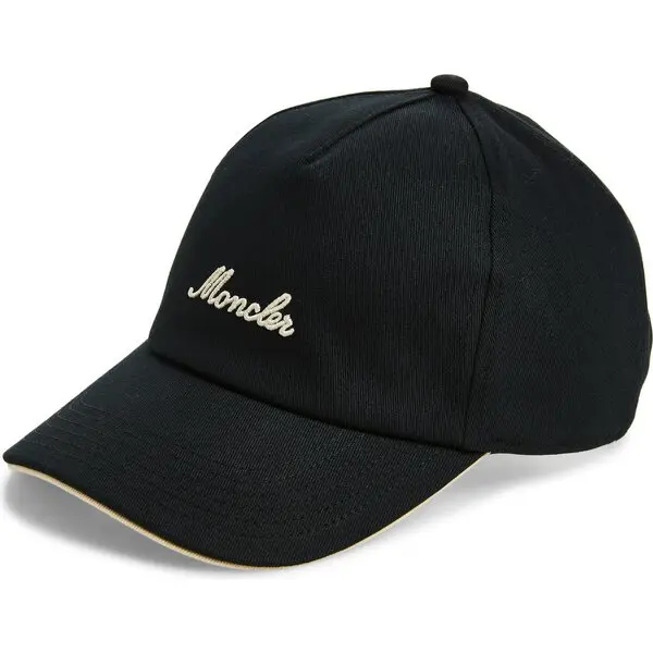 Moncler Logo Embroidered Baseball Cap - Black