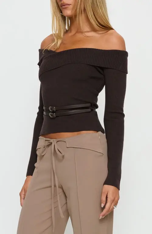 Princess Polly Ellenore Double Belt Off-the-shoulder Top