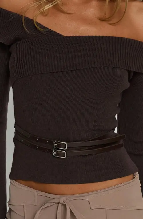 Princess Polly Ellenore Double Belt Off-the-shoulder Top
