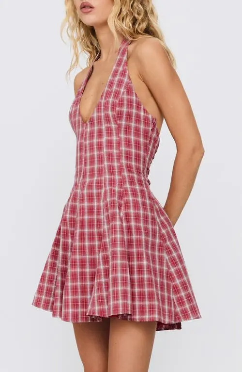 Princess Polly Plaid Halter Minidress