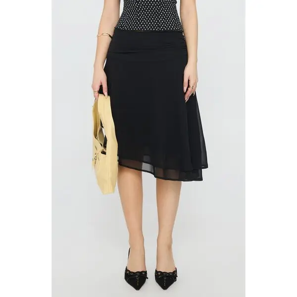 Princess Polly Asymmetric Mid-rise Skirt - Black
