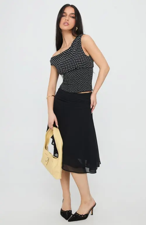 Princess Polly Asymmetric Mid-rise Skirt - Black