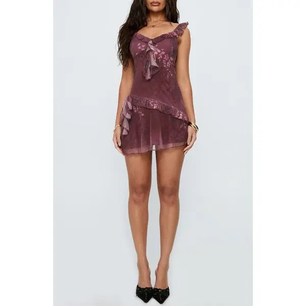 Princess Polly Ballad Floral Ruffle Cocktail Minidress