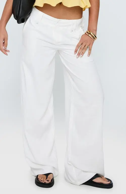 Princess Polly Pedra Linen Blend Wide Leg Pants - White