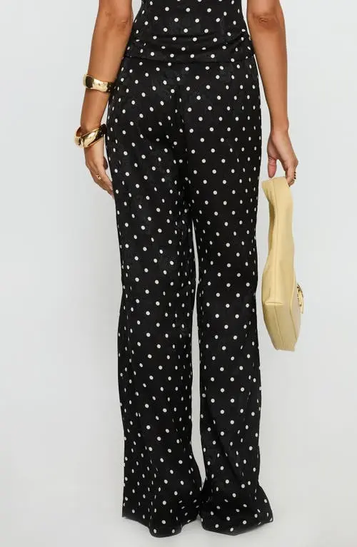 Princess Polly Polka Dot Strapless Top & Wide Leg Pants Set - Black Polka